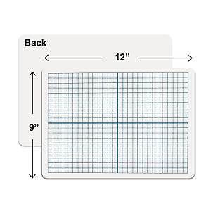 Scribbledo Dry Erase XY Axis Graph Lap Boards 9” X 12” for Student and Classroom Use Math White Board Double Sided White Board