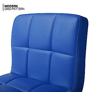 MoNiBloom Adjustable Bar Stools Set of 2 PU Leather Swivel Counter Height Modern Square Island Barstool with Back for Kitchen Counter Chairs, Blue
