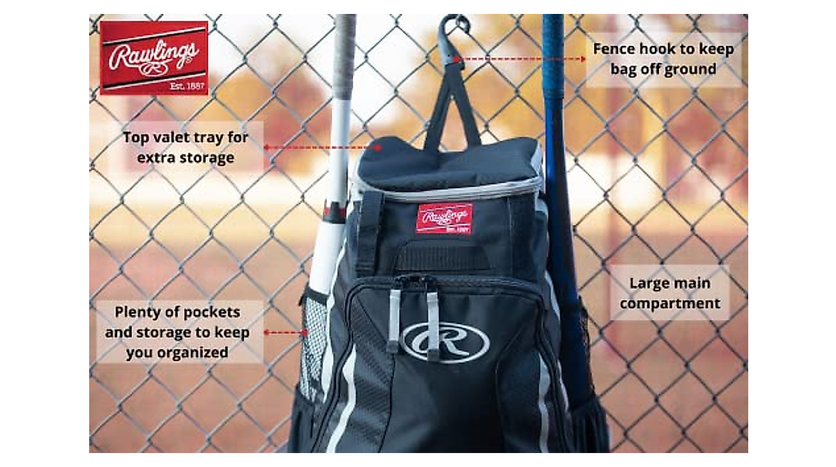 Rawlings R500 Baseball/Softball Backpack - Durable & Organized Gear