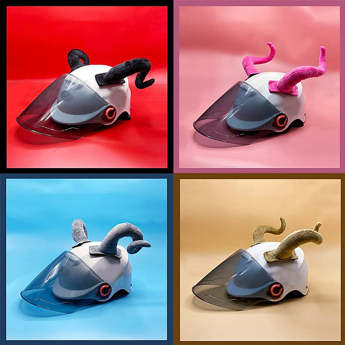 Curved Helmet Horns Helmet Ears Covers for Motorcycle Bicycle Ski Helmets Helmet Decorations for Snowboarding Biking Cycling Black