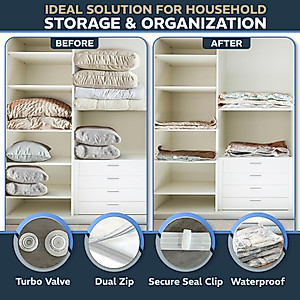 Vacuum Storage Bags 4x XXL (47x35in) + 4x Jumbo (39.5x31.5in) 8 Pack Vacuum Seal Bags for Clothing, Travel, Bedding, Blanket, Toys and Comforter Storage - Space Saver Bags for Storage and Moving