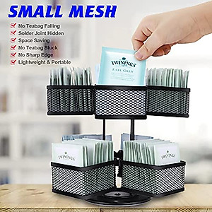 Tea Bag Organizer, Tea Bag Holder Storage Spinning Carousel 96 Teabags Container, Tea Storage Organizer with 8 Compartments, Tea Candy Coffee Organizer for Office Kitchen Counter Cabinet Pantry