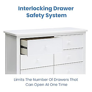 Delta Children Haven 6 Drawer Dresser with Interlocking Drawers - Greenguard Gold Certified, White