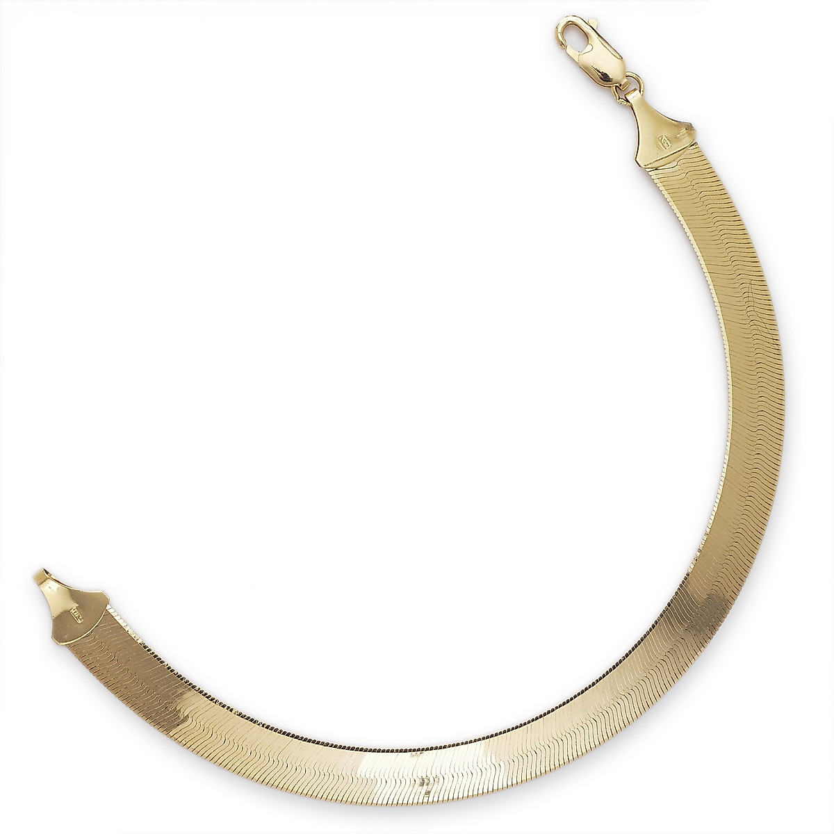 Floreo 10k Yellow Gold 7mm Super Flexible Silky Herringbone Chain Bracelet, 8"