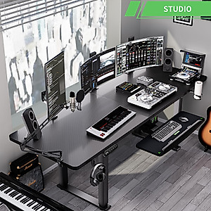 Klobel X-Win Electric Height Adjustable Standing Desk, 71" x 31.5" Inch 4-Leg Ergonomic Sit to Stand Desk for Home Office, Powerful Dual Motor Work Desk, Carbon Fiber Textured Black