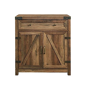 Walker Edison Cass Modern Farmhouse Double Barn Door Accent Cabinet, 30 Inch, Rustic Oak