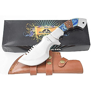 Old Ram Handmade Collection Full Tang Tracker Survival Camping & Hunting Knife Custom Handmade Fixed Blade Knife W/Leather Carrying Sheaths (5041)