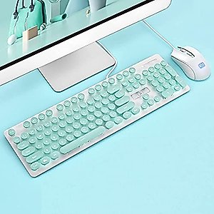 LexonElec Wired Keyboard and Mouse Combo,104 Keys White LED Backlit Punk Keycap Ergonomic Pro Gaming Keyboard,1600DPI 4 Buttons Optical Gaming Mice for Laptop PC (Mint Green)