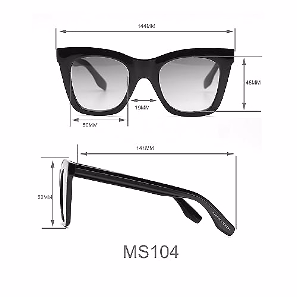 MARTHA STEWART womens Ms104 Classic UV Protective Square Sunglasses A Timeless Modern Gift Wear All Year 61 mm, Black and Tortoise, mm US