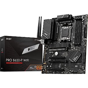MSI PRO B650-P WiFi ProSeries Motherboard (AMD AM5, ATX, DDR5, PCIe 4.0, M.2, SATA 6Gb/s, USB 3.2 Gen 2, HDMI/DP, Wi-Fi 6E, AMD Ryzen 7000 Series Desktop Processors)