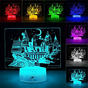 JunHang Harry Gifts Night Light for Kids Hogwarts Castle 3D Illusion Lamp 16 Colors Changing with Remote Control Cool Stuff Magic Gifts for Boys Girls Christmas Birthday