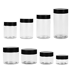HERMJ 16 pcs Jar Cylinders Clear Cosmetics Ml Empty Face Pills for Mouth Jars Sample Eye Cream Storage Size Powder Bottles Transparent Tea Shadow Container Makeup Home Bottle Black