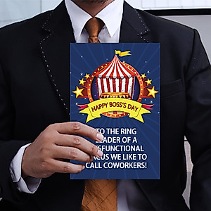 MQMRYeto Funny Boss's Day Card, Ring Leader of Dysfunctional Circus Card, Boss Appreciation Card, Boss Day Card Gifts for Men Women, Boss Birthday Card