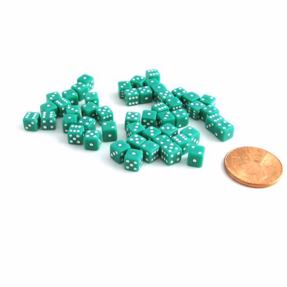 Koplow Games 50 Six Sided D6 5mm .197 Inch Die Small Tiny Mini Miniature Green Dice