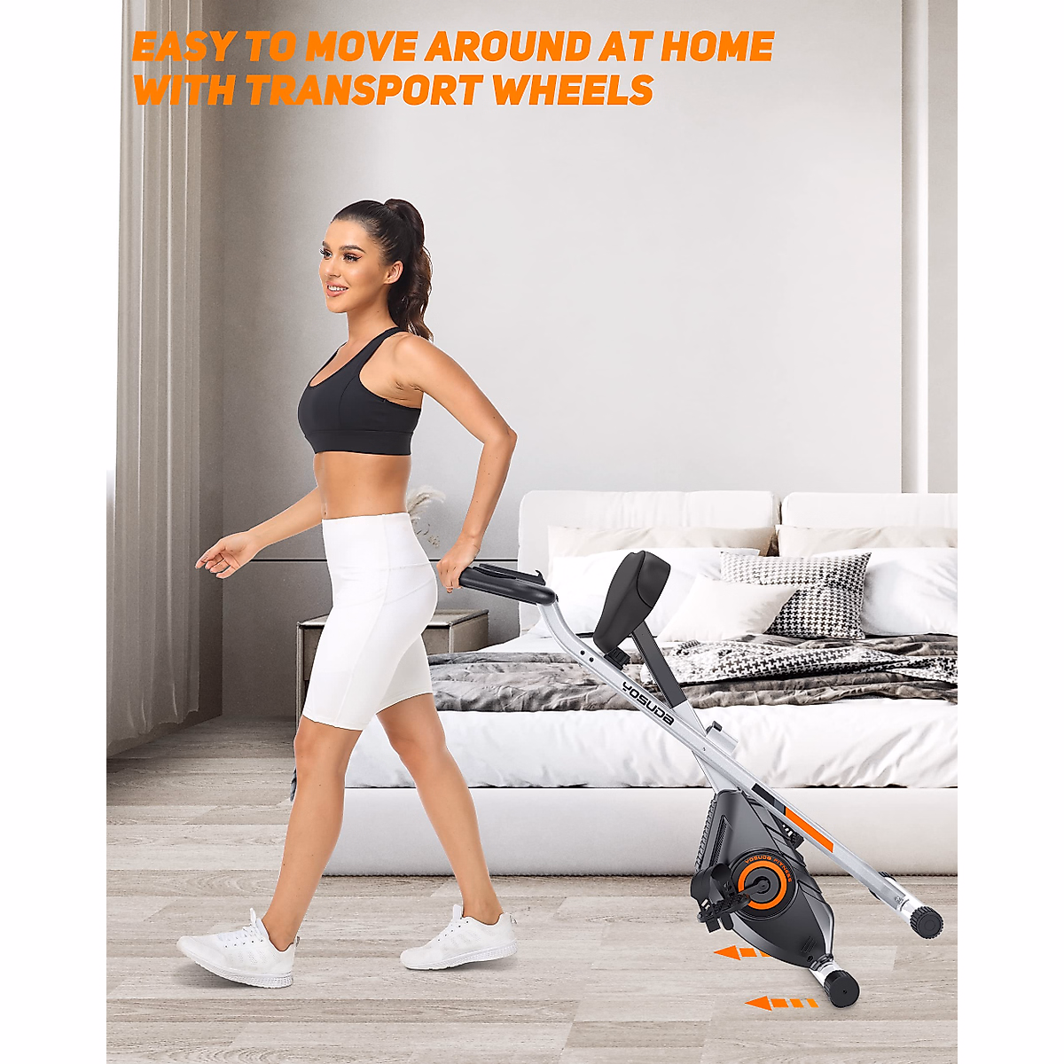 YOSUDA Exercise Bike, 2 in 1 Folding Exercise Bike for Seniors 270lbs Capacity, Magnetic X-Bike with 8-Level of Resistance, for Home Gym Workout