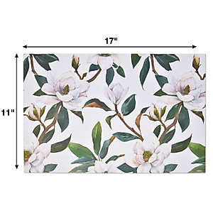 Disposable Floral Magnolia Blossom Paper Place Mats 50 Pack 11”x 17” Rectangle Spring White Flowers Coated Placemat Summer Flower Dinner Table Setting