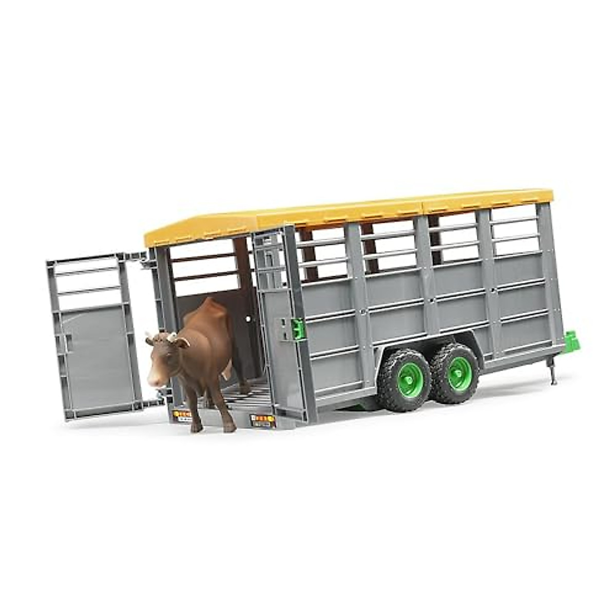 Bruder Livestock Trailer Vehicle with 1 Cow, Brown/Black, One Size