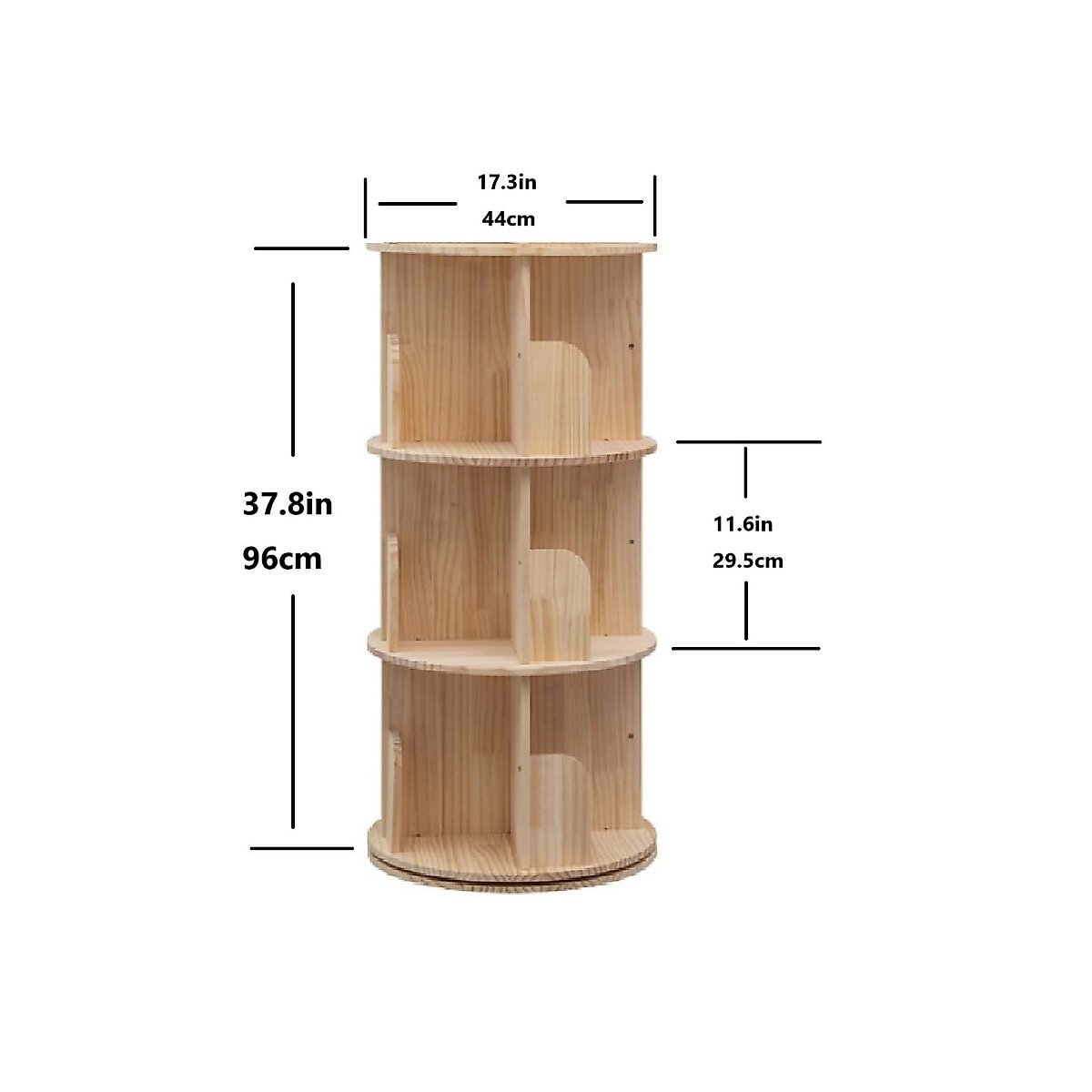 Heehee Rotating Bookshelf 360 Display Floor Standing Bookcase Storage Rack for Kids&Adults Multi-Functional Bookshelf Organizer (3-Tier)