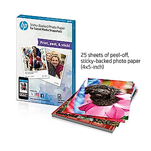 HP Photo Paper, Sticky Back Social Media Snapshots, (4x5 inch), 25 sheets, Model:1BG59A