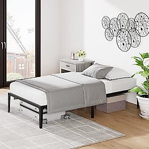 Alkmaar 14 Inch Twin Size Black Bed Frame, Metal Platform Mattress Foundation, Metal Slat Support, No Box Spring Needed, Noise Free (Twin)