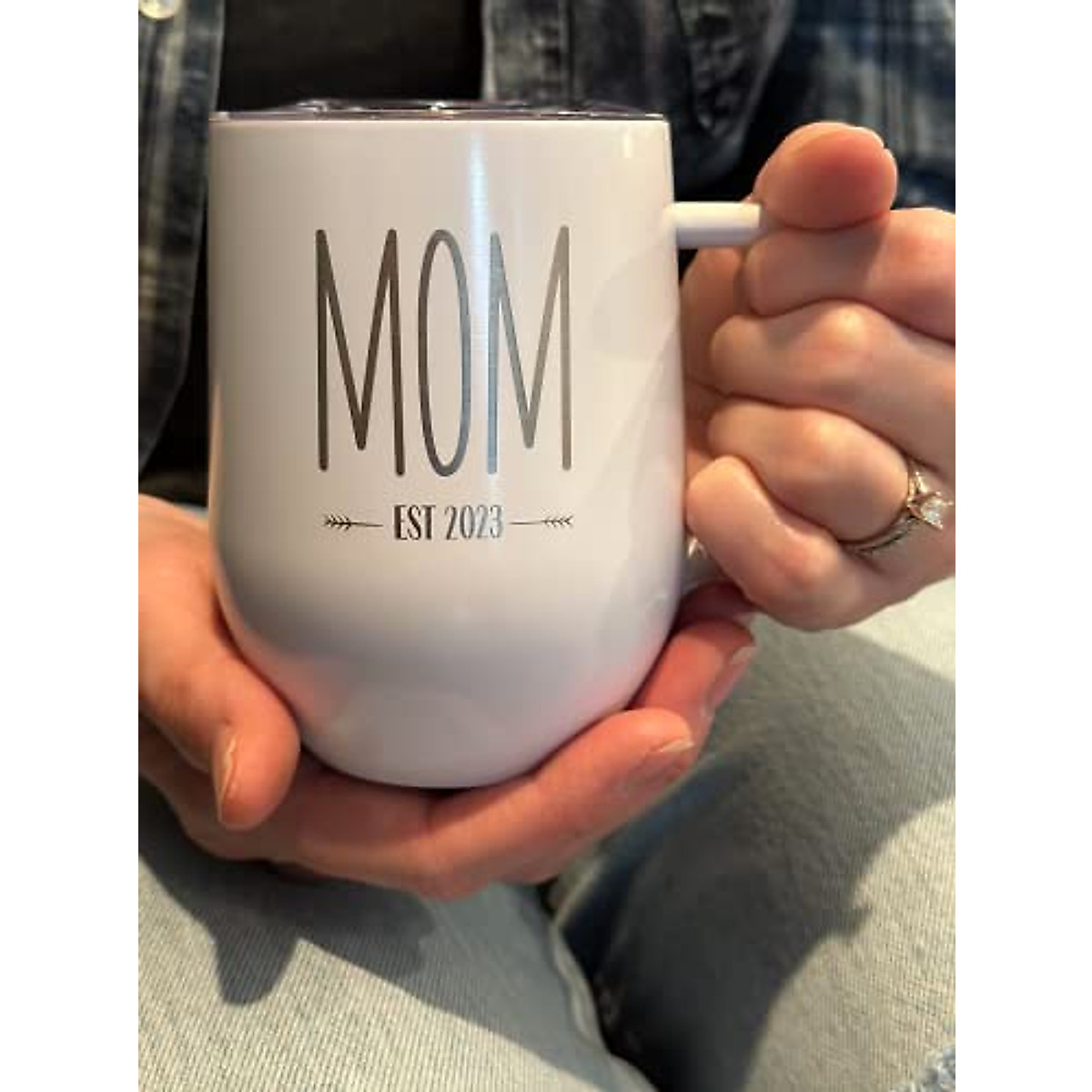 Pregnancy Gift Est 2023- Mom Est 2023 DAD Est 2023 ENGRAVED Stainless Steel Coffee Tumblers - Gift Set for New Parents to Be-Baby Shower Gifts for Parents -Mom and Dad Mugs for Expecting Parents