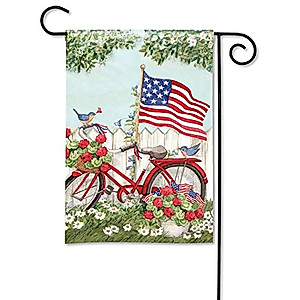 BreezeArt - Patriotic Bike Decorative Garden Flag 12x18 inch - Premium Quality SolarSilk - Made in the USA by Studio-M