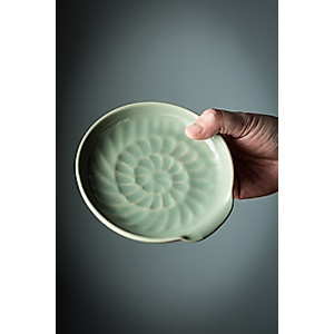 Miamolo Ceramic Spoon Rest Spoon Holder for Multiple Utensils, Large Cooking Spoon Holder for Stove Top, Modern Farmhouse Kitchen Decor Utensil Holder for Spoons Ladles Tongs Spatula Green