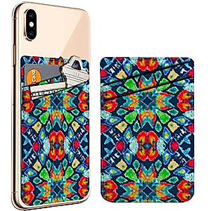 Diascia Pack of 2 - Cellphone Stick on Leather Cardholder ( Ethnic Boho Ornament Pattern Pattern ) ID Credit Card Pouch Wallet Pocket Sleeve