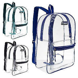 Moda West 24 Pack 17inch Wholesale Bulk Clear Backpack In Assorted Colors