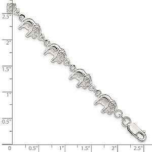 IceCarats 925 Sterling Silver Elephant Chain Charm Bracelet