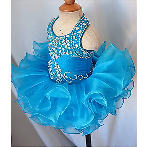 Junguan Toddler Girls Halter Pageant Cupcake Dresses Little Baby Short Ball Gowns with Crystals 2020 7 US Red