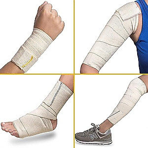 Hook and Loop Closure Elastic Bandage Wraps - Premium Variety Pack of 8, 2 3 4 6 inch x 5 Yards per Roll - Latex Free Reusable Compression Stretch Roll for First Aid, Medical, & Sports Injury Recovery