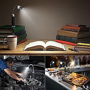 MasBekTe Barbecue Grill Lights, Magnetic Base Super Bright LED BBQ Lights, 360 Degree Flexible Gooseneck, Heat Resistant Alloy Grill Accessories for Outdoor Grill, Pack of 2