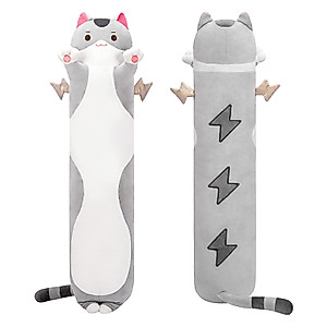 Mewaii Long Cat Plush Body Pillow, 20” Cute Cat Stuffed Animals Soft Plushies, Kitten Plush Throw Pillow Doll Toy Gift for Girlfriend