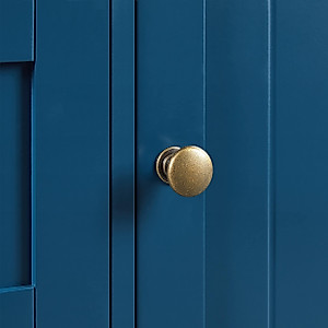 Topeakmart Wood Bathroom Floor Cabinet, Free Standing Storage Cabinet with 3 Drawers and Cupboard, Hallway/Entryway Cabinet, Living Room Accent Furniture, Navy Blue