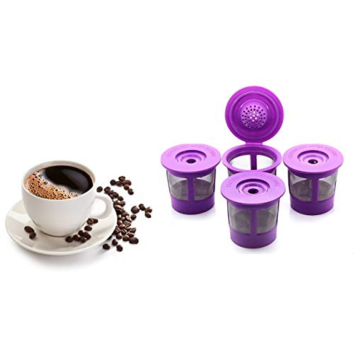 Reusable K Cups Coffee Filter Pod for Keurig 1.0 & 2.0 Machines - K-Cup Refillable Fits K-Duo, K-Classic, K-Elite, K-Select, K-Cafe - 4 Pack Replacement - Universal Fit Most Keurig Brewers