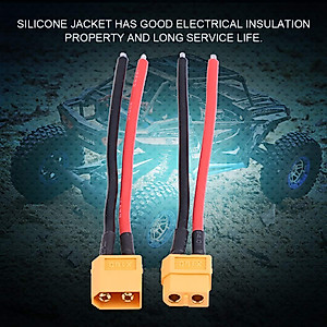 Plug Connector Adapter Cable RC CAR Battery 14AWG Cable for RC Battery with Silicone Jacket