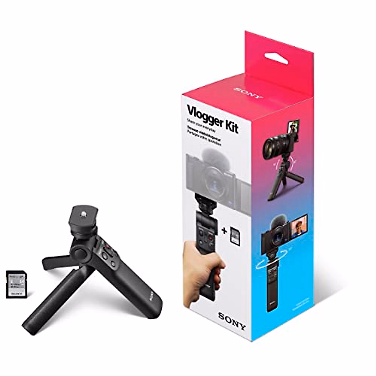 Sony ZV-1F Vlog Camera (White) Bundle with Sony Vlogger Accessory Kit (6 Items)