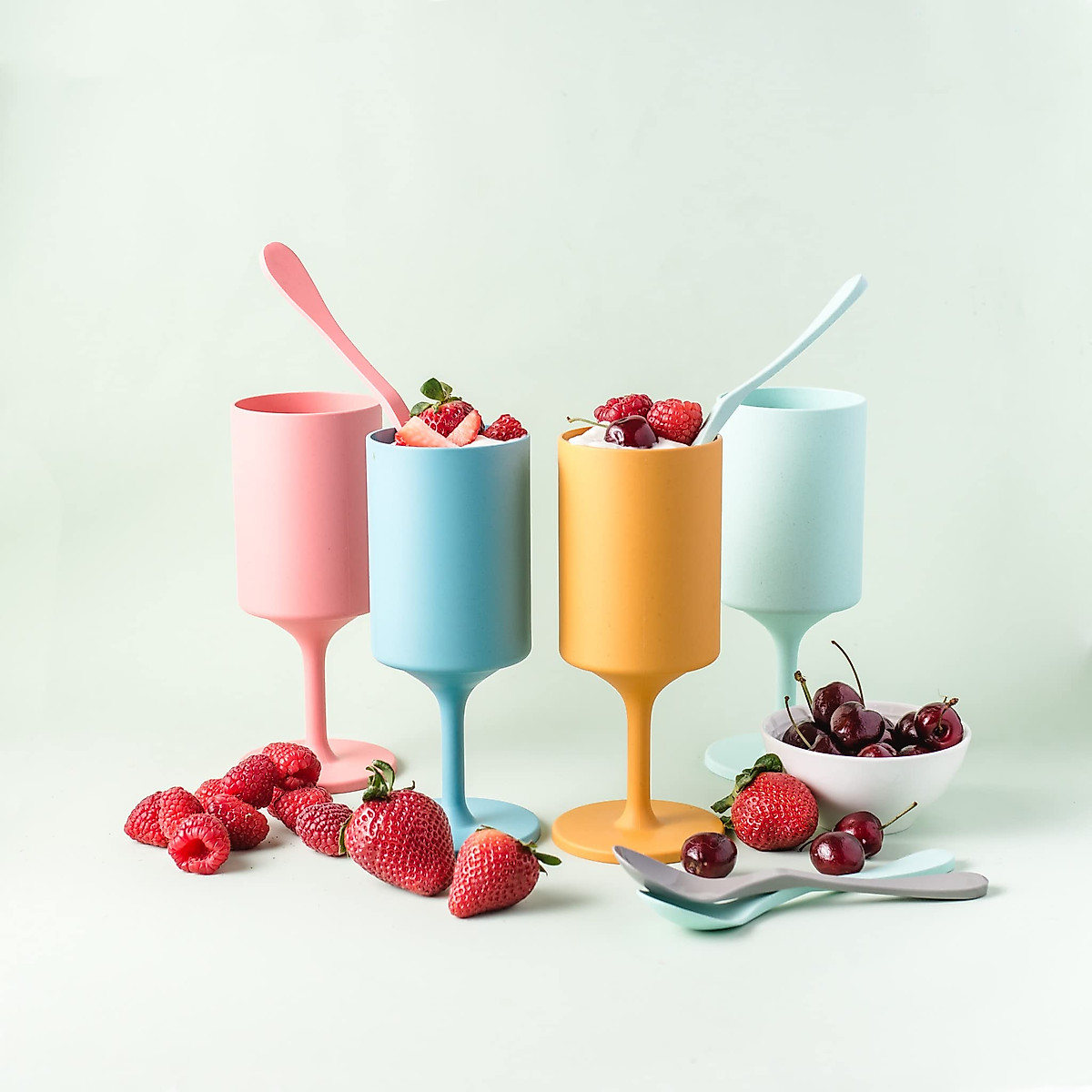 Knork Eco Party Bundle, Party Cup Outdoor Wine Glass, Single, Stem, Orange