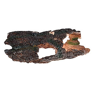 JIHAQUA High Simulation Reptile Rock Hide Cave Hiding Place for Snake Leopard Gecko Bearded Dragon Turtle Ball Python Lizard Frog Geckos Hermit Crab (Bark cave)