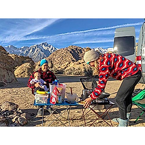 TREKOLOGY Camping/Beach Table with Aluminum Table Top – Portable Folding Table in a Bag for Beach, Picnic, Camp, Patio, Fishing, RV, Indoor (Brown, Large (27''x18''x16''))