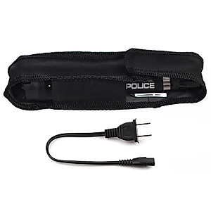 Police Stun Gun 1159 - Aluminum Rechargeable with LED Flashlight, Black