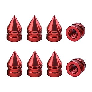 Osilly Car Tire Valve Caps, 8 Pack Spike Aluminium Alloy Auto Air Pressure Stem Caps, Universal Dust-Proof Car Tire Valve Trim Accessories, Fit for Cars, Trucks, SUVs and Motorcycles (Red)