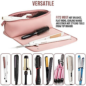 Barefoot Caribou Hair Tools Travel Bag and Heat Resistant Mat for Flat Irons, Straighteners, Curling Iron, and Haircare Accessories, 2-in-1 design, with Interior Pockets, Portable Organizer, Neoprene (Dune)