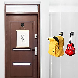 Shimeyao 16 Pcs Black Adhesive Hooks Heavy Duty Wall Hooks Bathroom Towel Hook Matte Black Stainless Steel Waterproof for Hanging Coat Hat Towel Robe Key Clothes Office Kitchen Bathroom