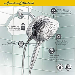 American Standard 9038254.002 Spectra Plus Duo 4-Function 2-in-1 Handheld and Fixed Shower Head 1.8 GPM, Polished Chrome