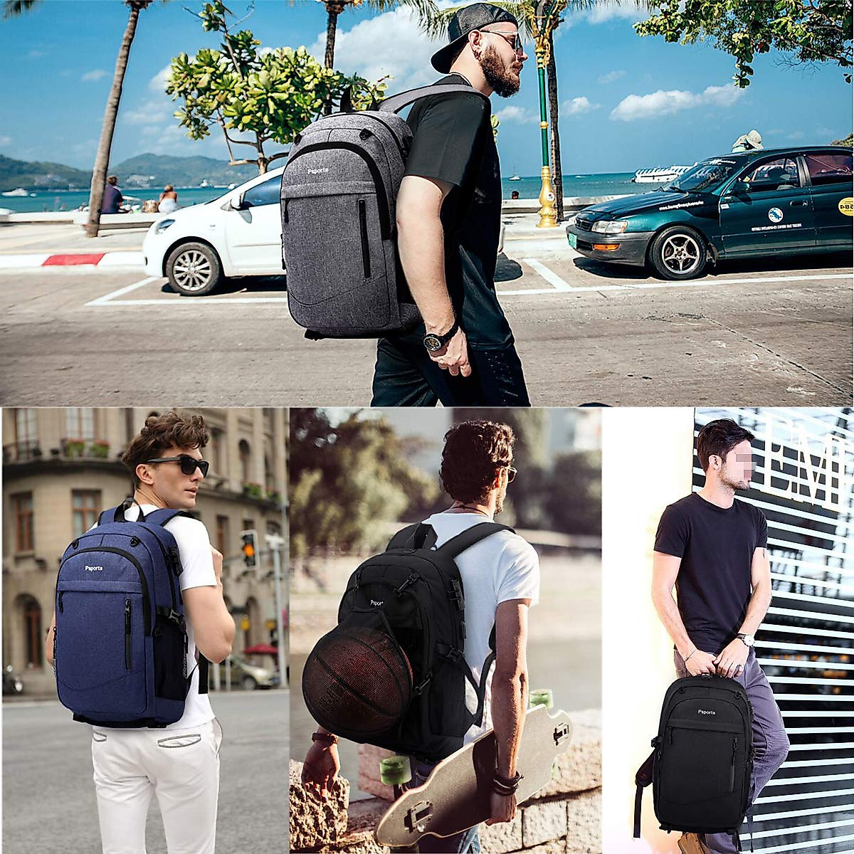 Gudui College Laptop Backpack School Student Bookbag USB Basketball Backpack With Lock