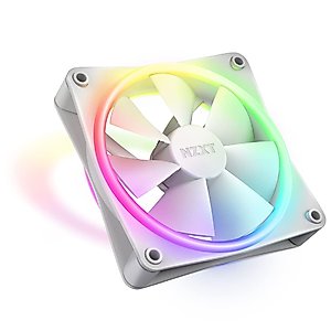 NZXT F120 RGB Duo - 120mm Dual-Sided RGB Fan – 20 Individually Addressable LEDs – Balanced Airflow and Static Pressure – Fluid Dynamic Bearing – PWM Control – Anti-Vibration Rubber Corners – White