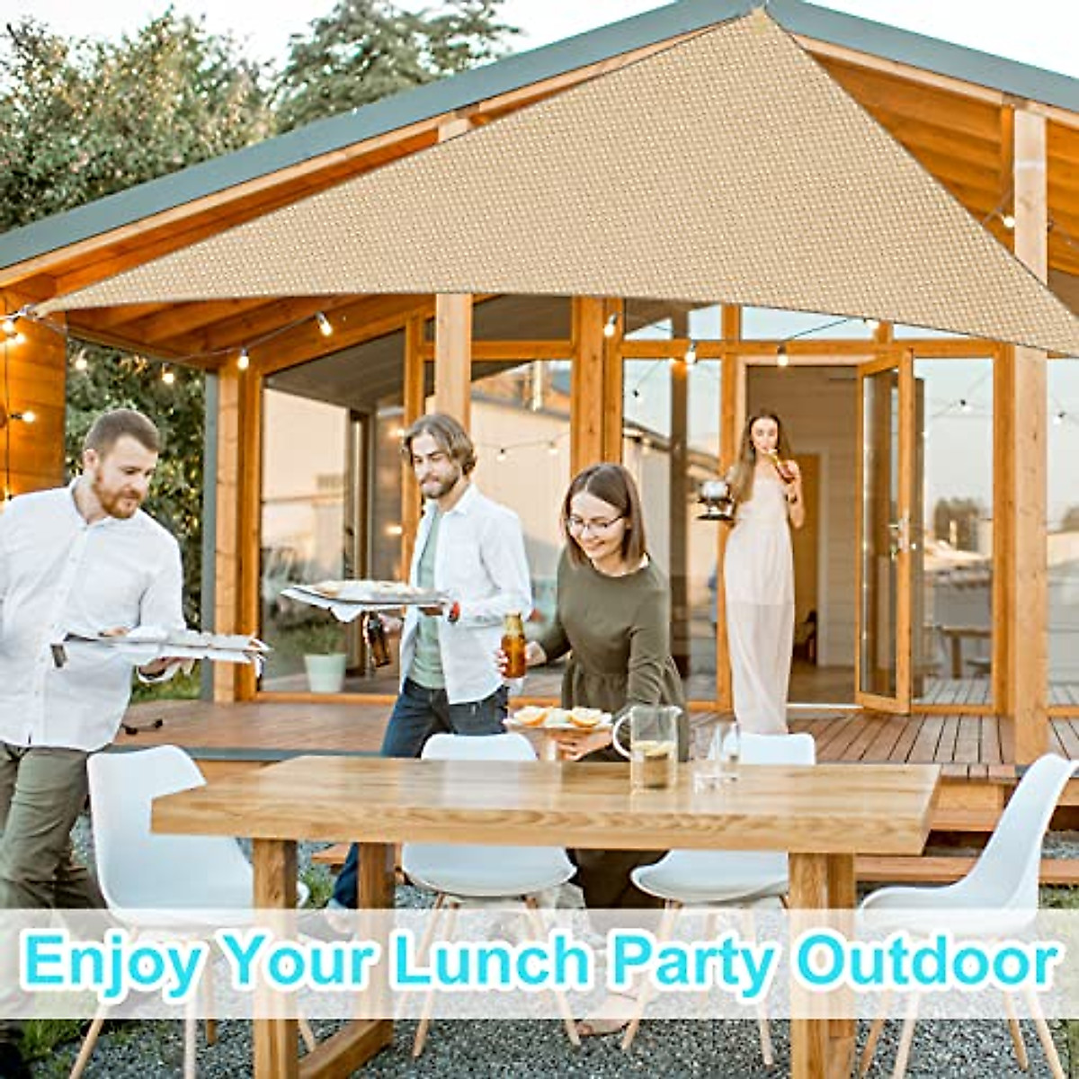 2 Pack Triangle Sun Shade Sail Canopy 10 x 10 Ft Sail Canopy UV Block for Outdoor Patio Garden Backyard Lawn (Beige)