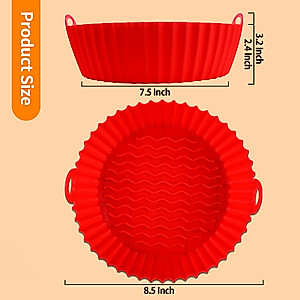 3-Pack Air Fryer Silicone Pot, 8.5 Inch Air Fryer Basket, Food Grade Air Fryer Accessories, Reusable Air Fryer Liner, Replacement of Parchment Liners, No Need to Clean the Air Fryer(For 5QT or Bigger)